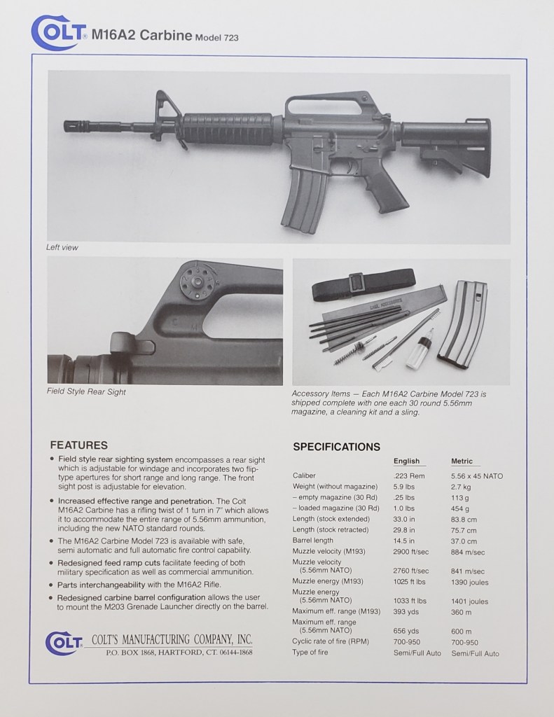 1999 Law Enforcement Data Sheets – The Colt AR-15 Resource