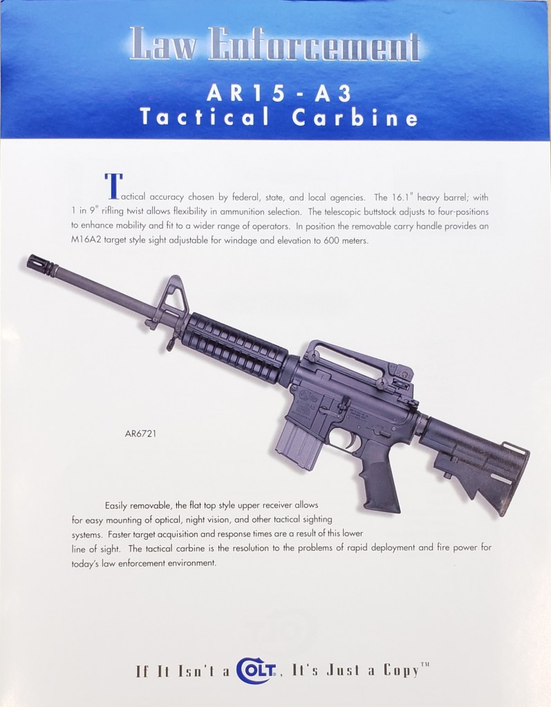 1999 Law Enforcement Data Sheets – The Colt AR-15 Resource