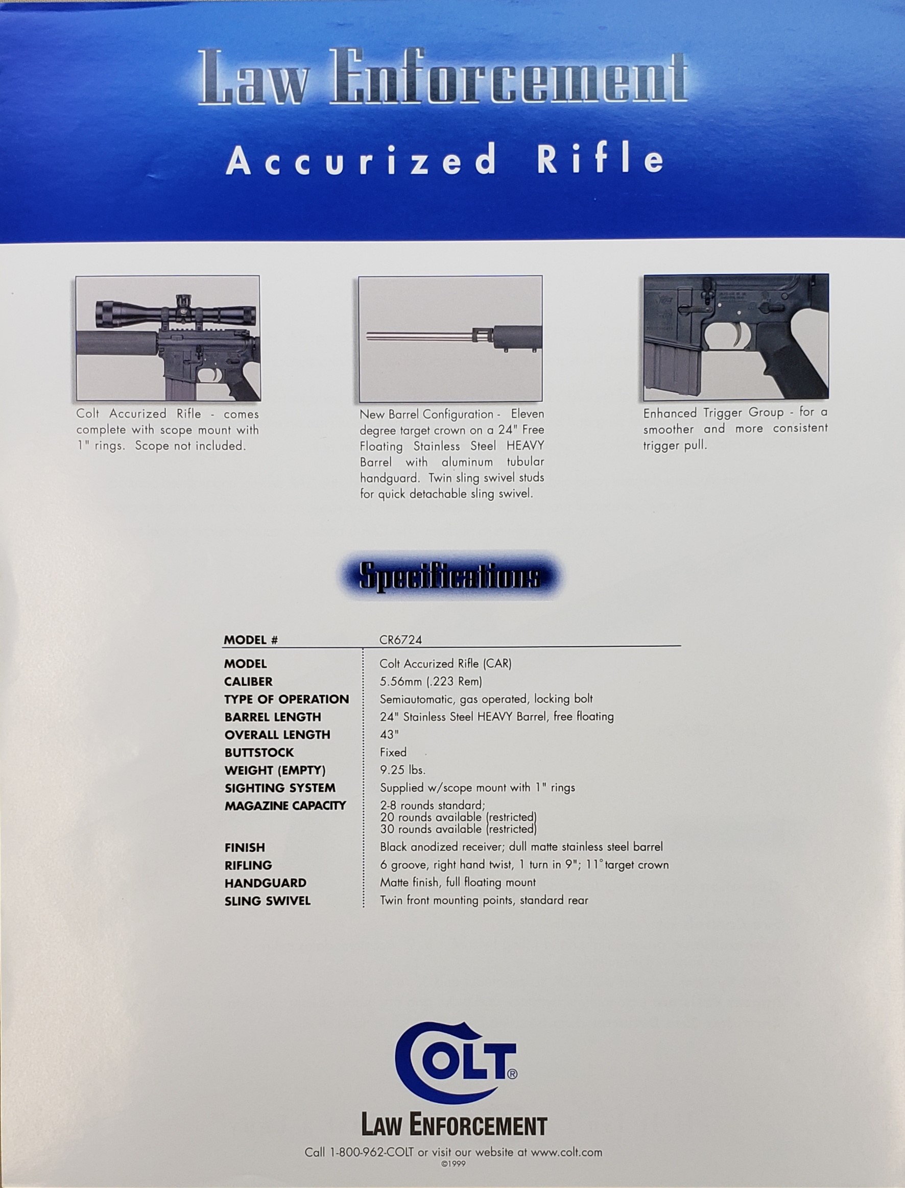 1999 Law Enforcement Data Sheets – The Colt AR-15 Resource