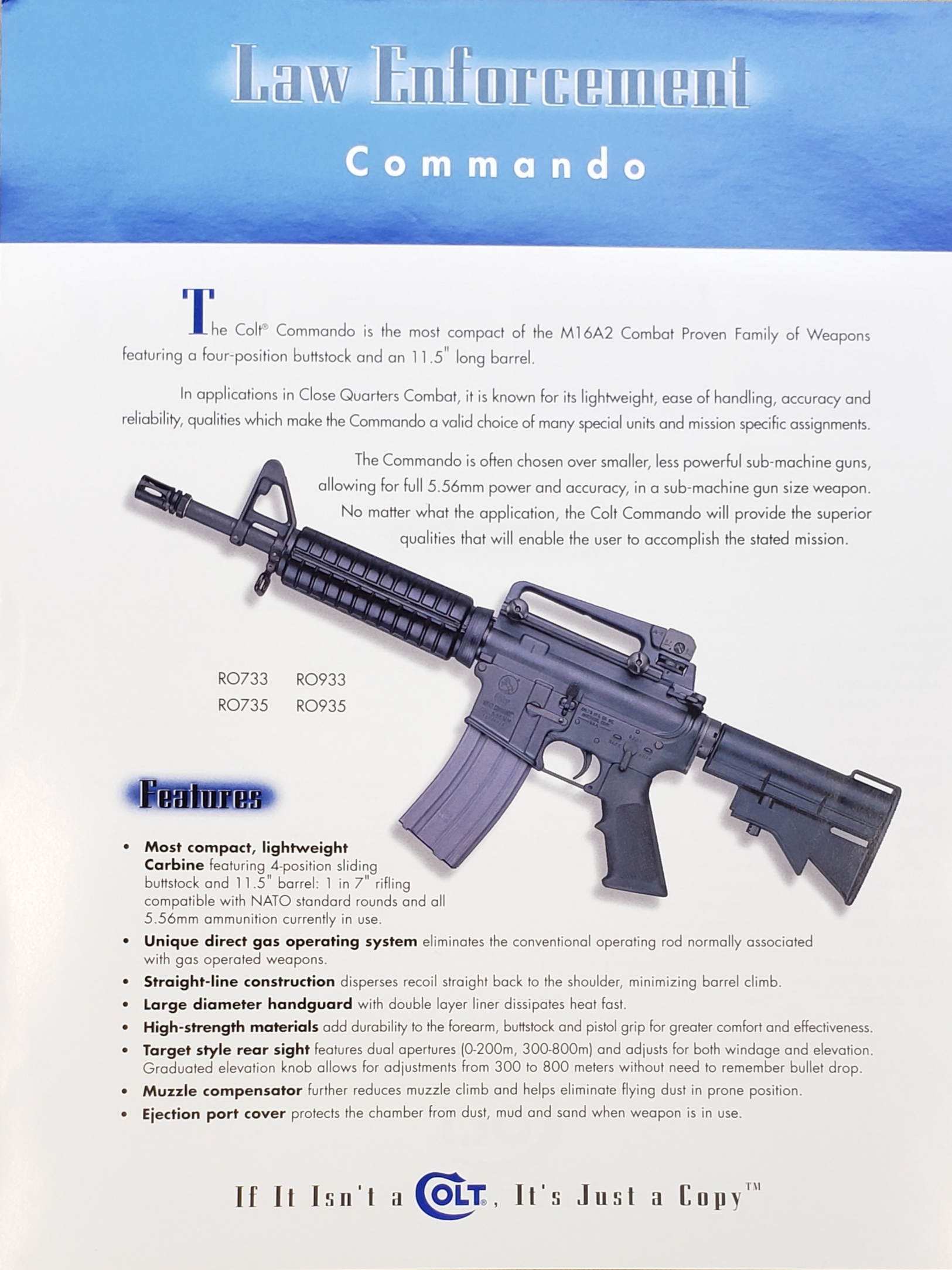 1999 Law Enforcement Data Sheets – The Colt AR-15 Resource