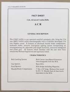 Colt ACR Fact Sheet – The Colt AR-15 Resource