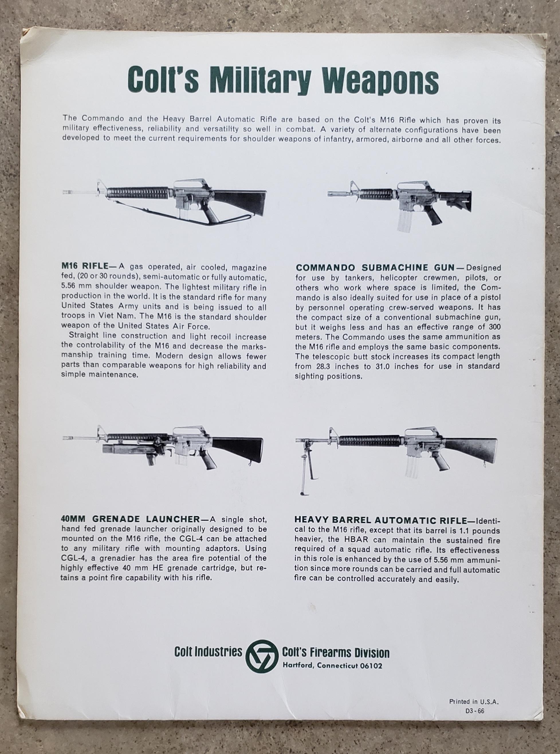 1966 ‘Colt Military Weapons’ Promotional Folder – The Colt AR-15 Resource