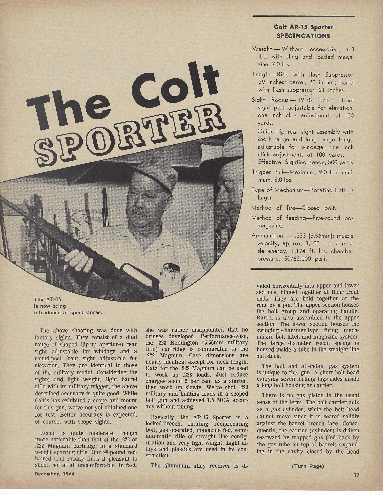 December 1964 Shooting Times Article On The Colt Sporter – The Colt AR ...